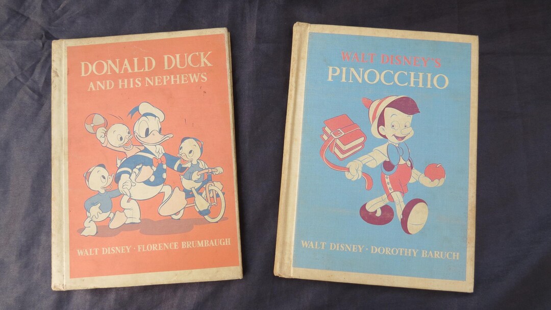 Rare 1940 Vintage Disney Book Set: Pinocchio and Donald Duck! - Etsy