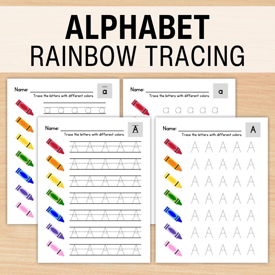 Alphabet Rainbow Tracing Worksheets | ABC Letter Tracing Practice | 208 ...