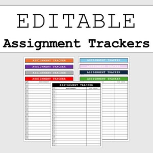 Editable Assignment Trackers - Etsy