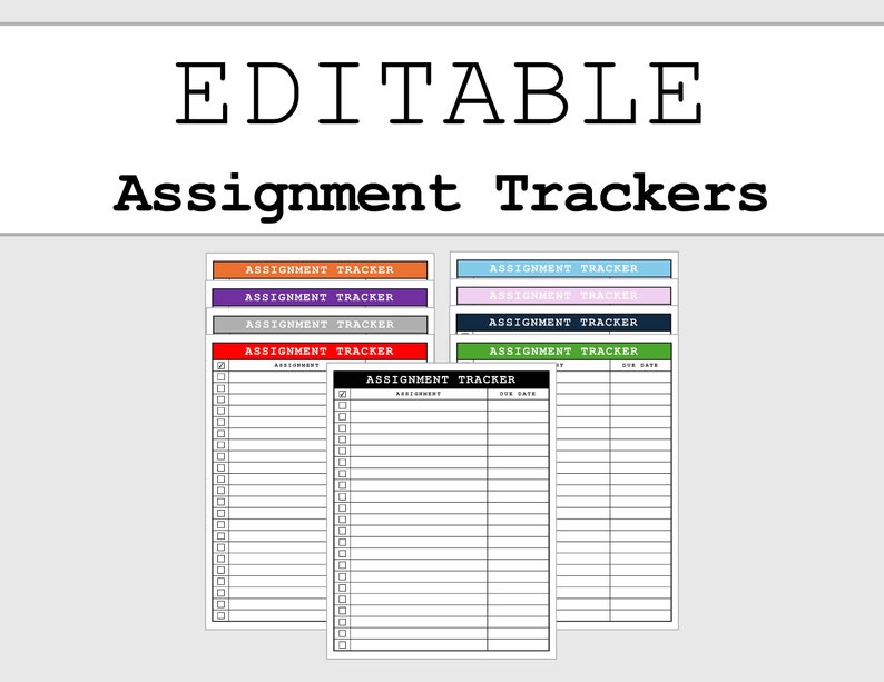 Editable Assignment Trackers - Etsy