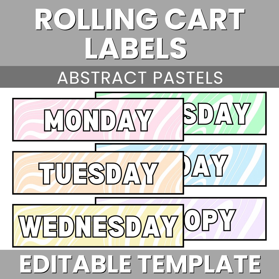 Rolling Cart Labels Editable Template - Etsy