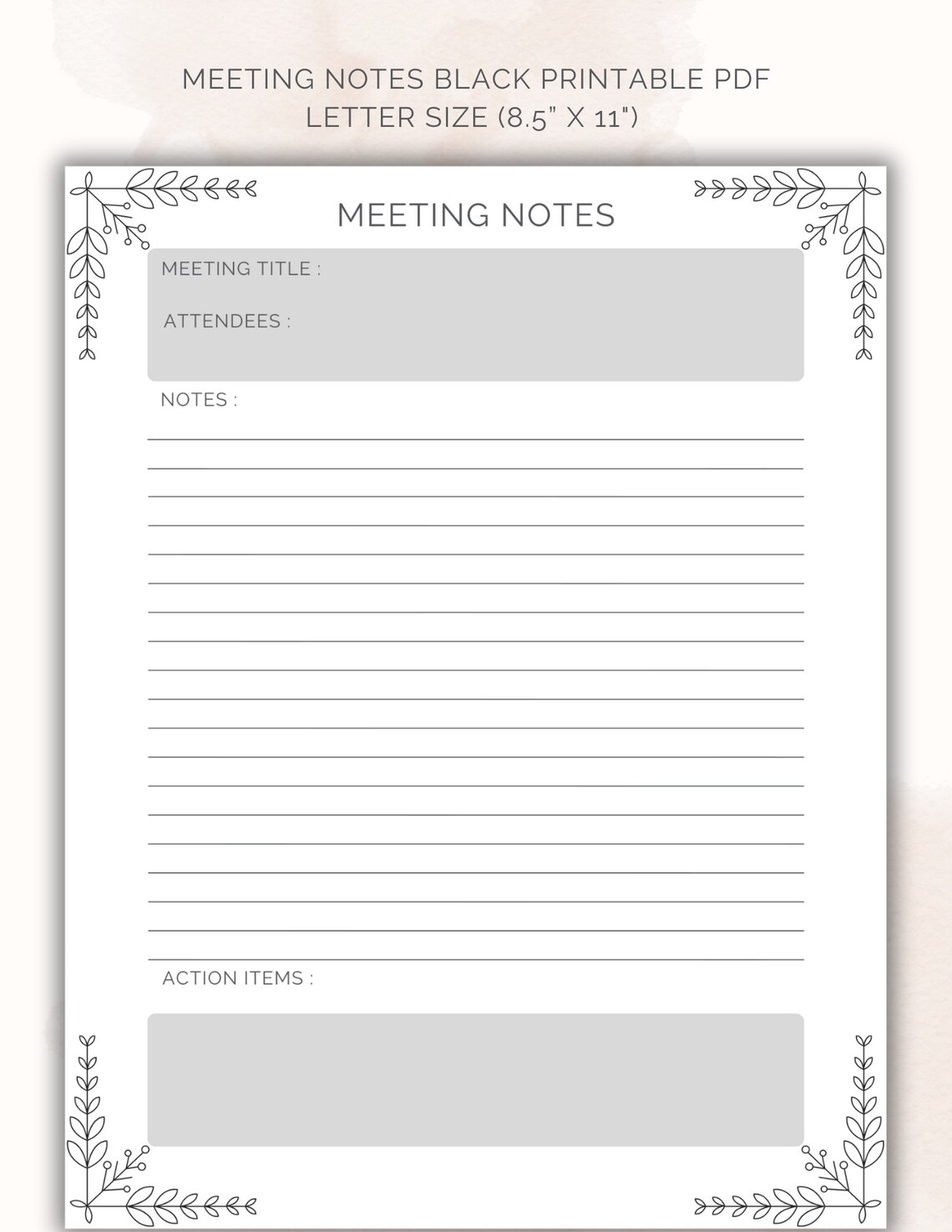 Printable Meeting Notes Template Bundle Meeting Minutes Office Notes ...
