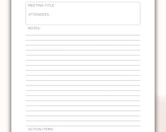 Printable Notes Template Meeting Minutes Notes Office Notes Notes ...