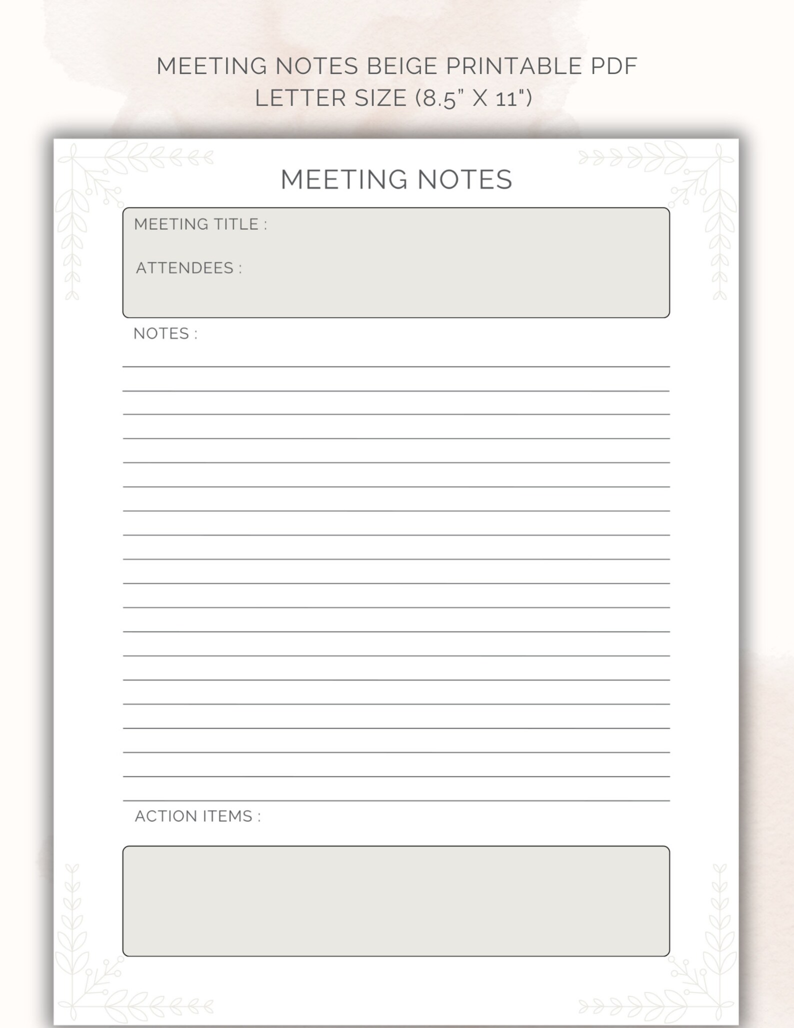 Printable Meeting Notes Template Bundle Meeting Minutes Office Notes ...