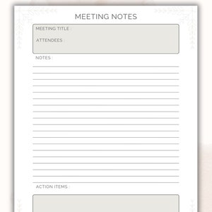 Printable Meeting Notes Template Bundle Meeting Minutes Office Notes ...