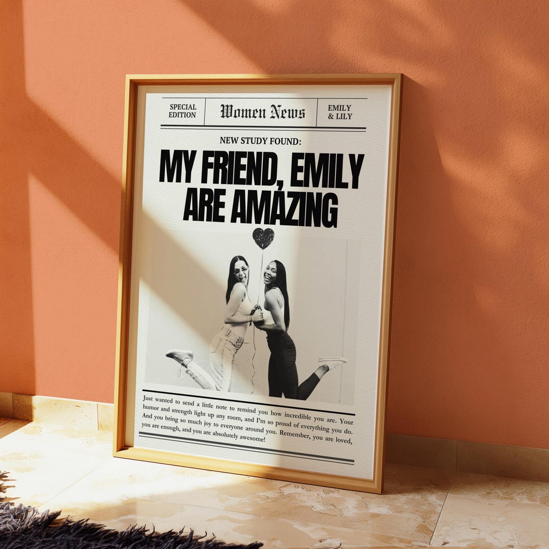 Custom Best Friends Print, Custom Newspaper Print, Custom, Retro ...