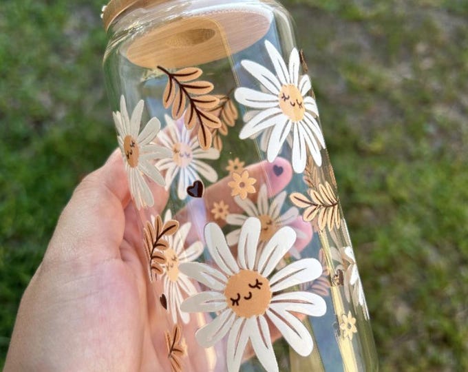 Daisy 20oz Glass Cup - Etsy