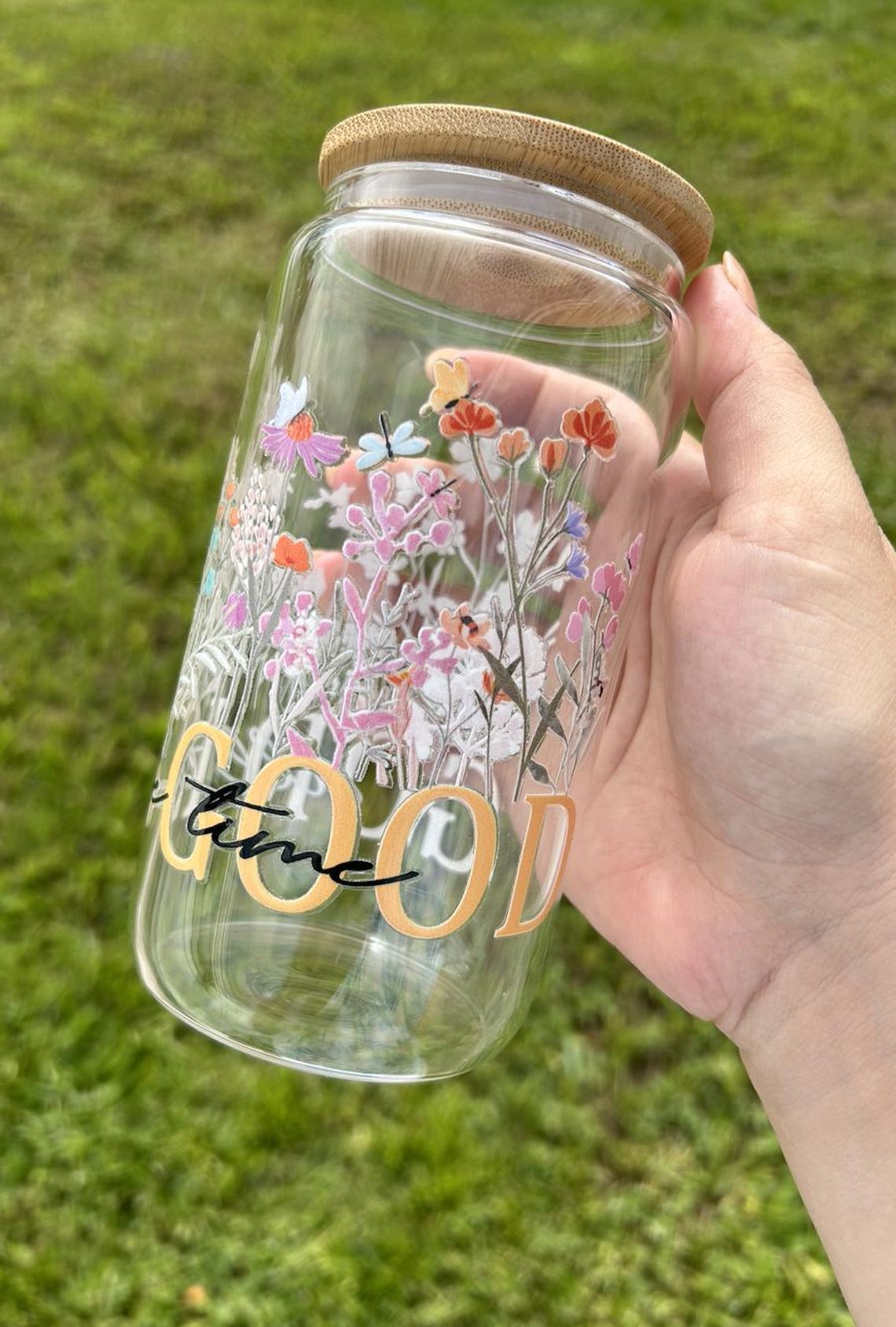 God is Good Glass Cup/can W/ Bamboo Lid - Etsy