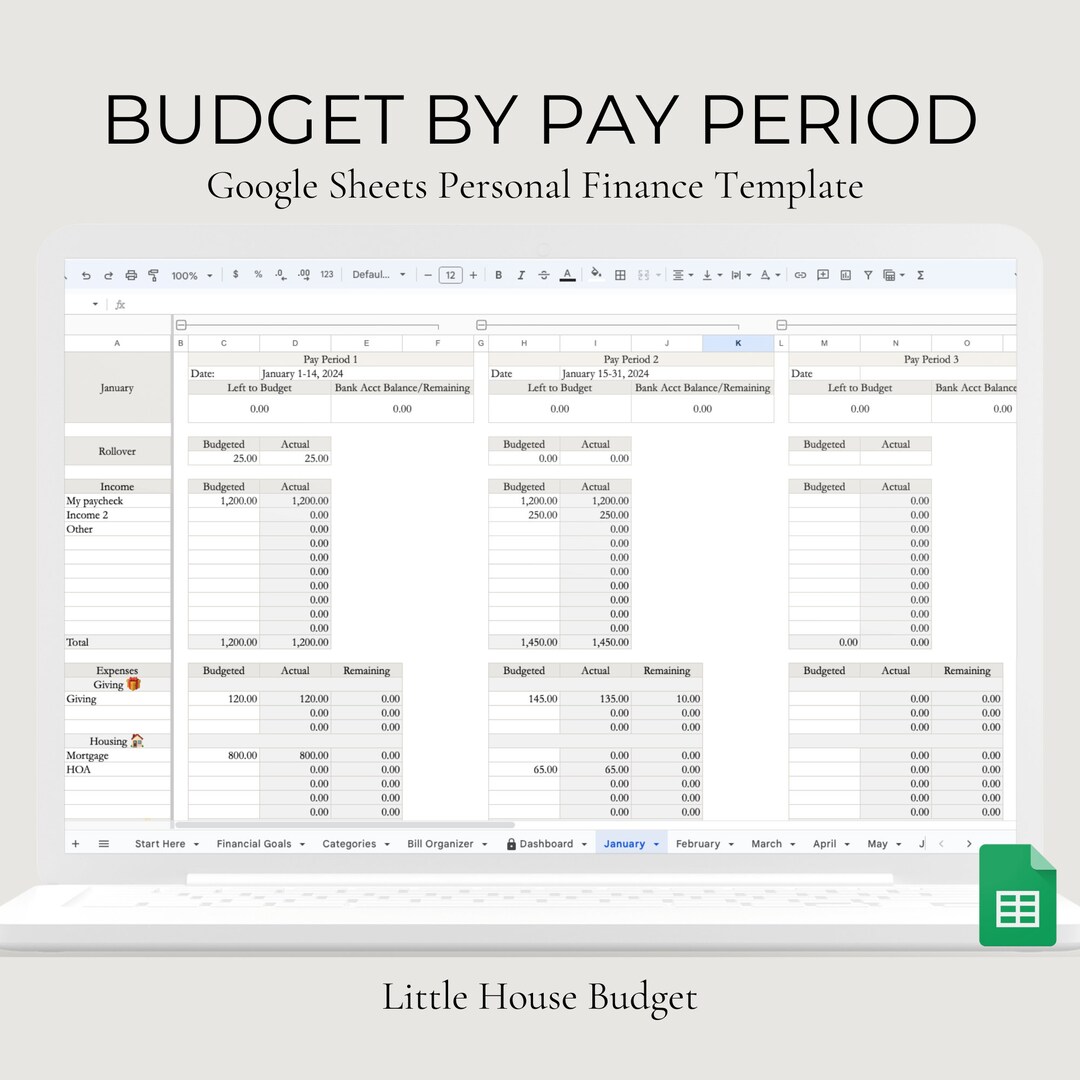 Google Sheets Budget Template Pay Period Budget Zero-based Budget ...