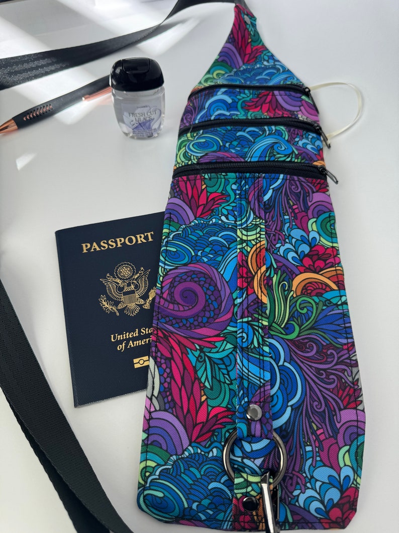Colorful Swirls Slim Travel Sling, Travel Sling Bag, Crossbody Travel ...