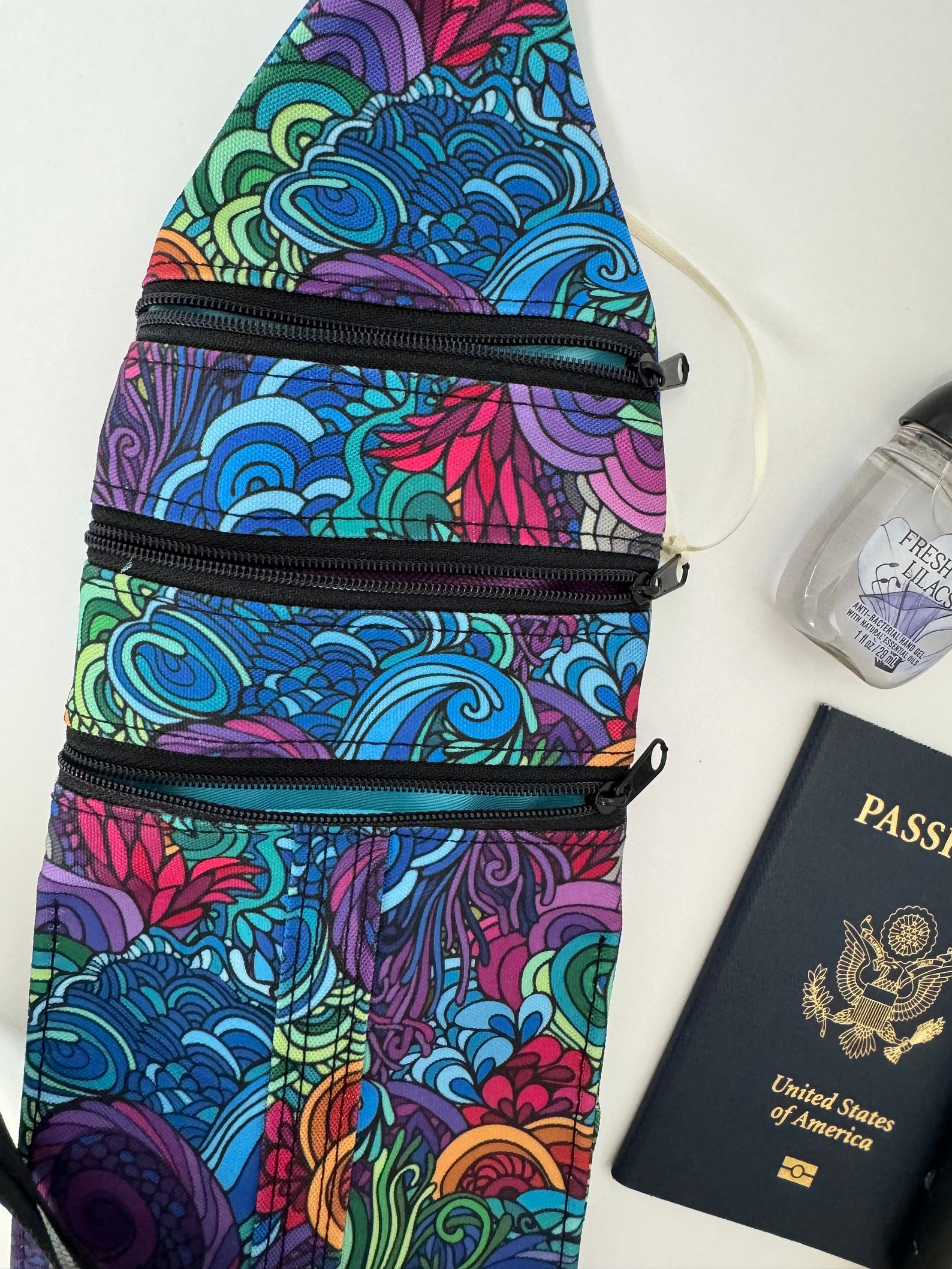 Colorful Swirls Slim Travel Sling, Travel Sling Bag, Crossbody Travel ...