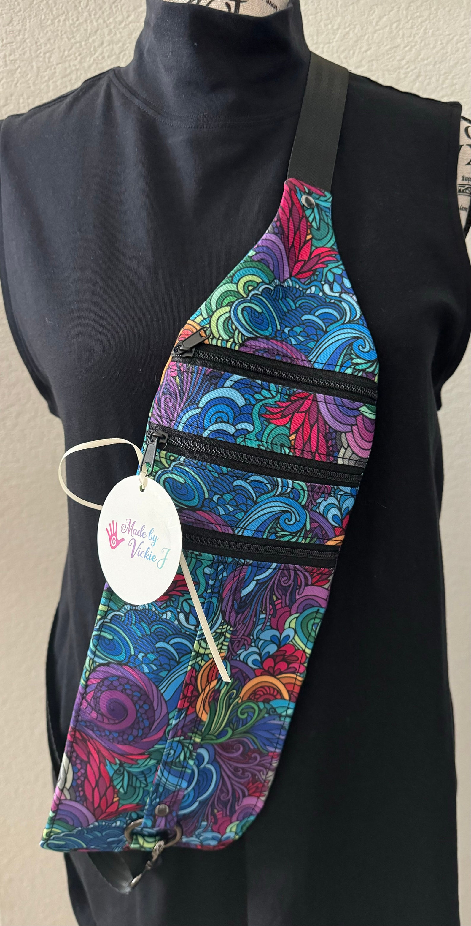 Colorful Swirls Slim Travel Sling, Travel Sling Bag, Crossbody Travel ...