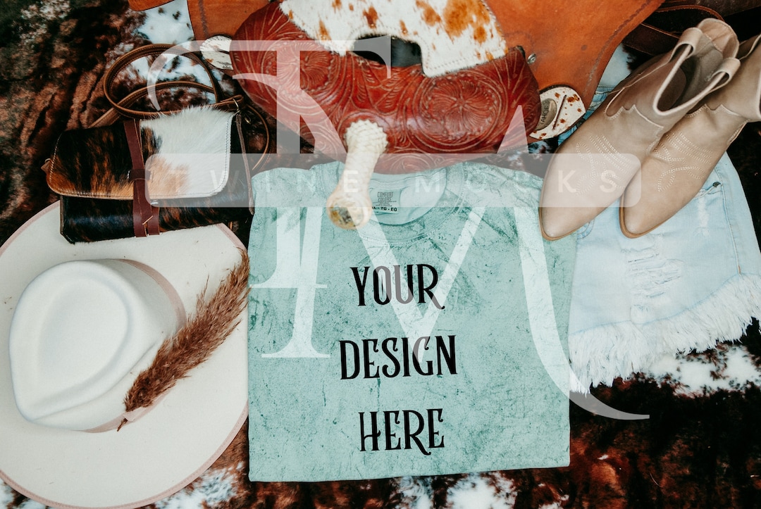 Western Mockup, Cowgirl Mock-up, Comfort Colors 1745 Fern Mockup ...