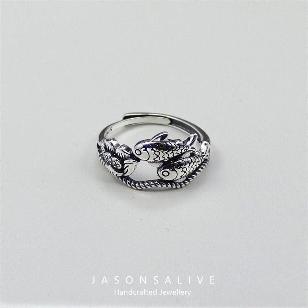 Handmade Koi Fish Lotus Flower Ring, Original Design, Minimalist Flower ...