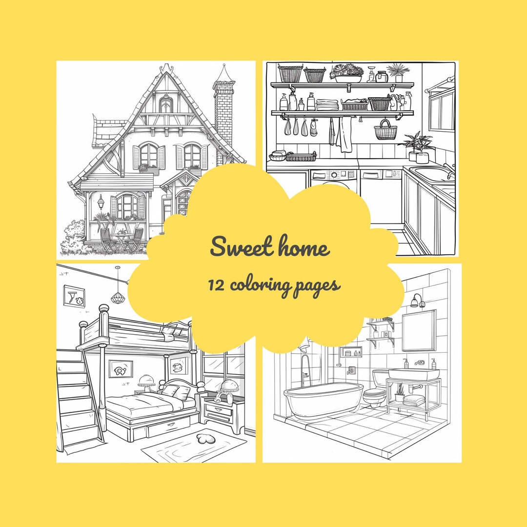 Sweet Home Coloring Book 12 Coloring Pages for Pencils and Markers - Etsy