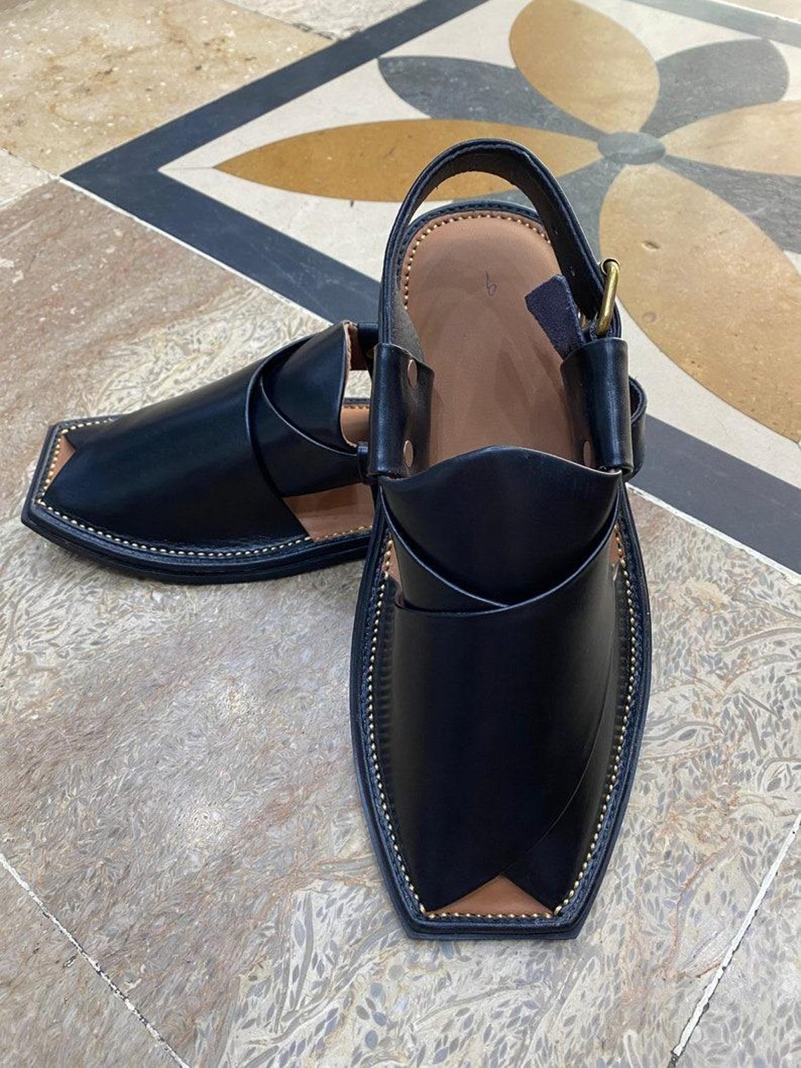 Imran Khan Black Kaptaan Chappal Unique Quality Peshawari Chappal for ...