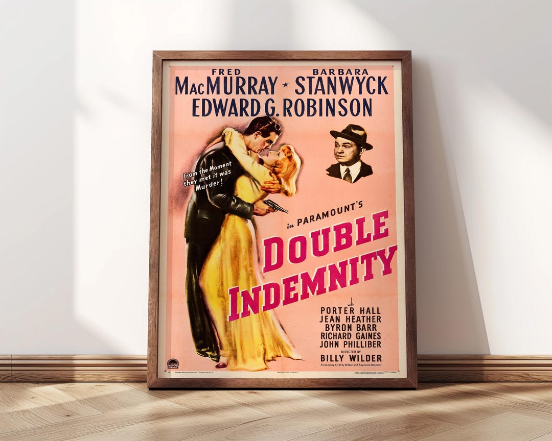 Double Indemnity Movie Poster | Framed Print | 1944 | Vintage Film ...