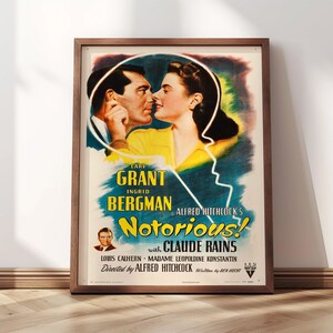 Notorious Film Poster, 1946 | Hitchcock Film Art, Vintage Movie Poster ...