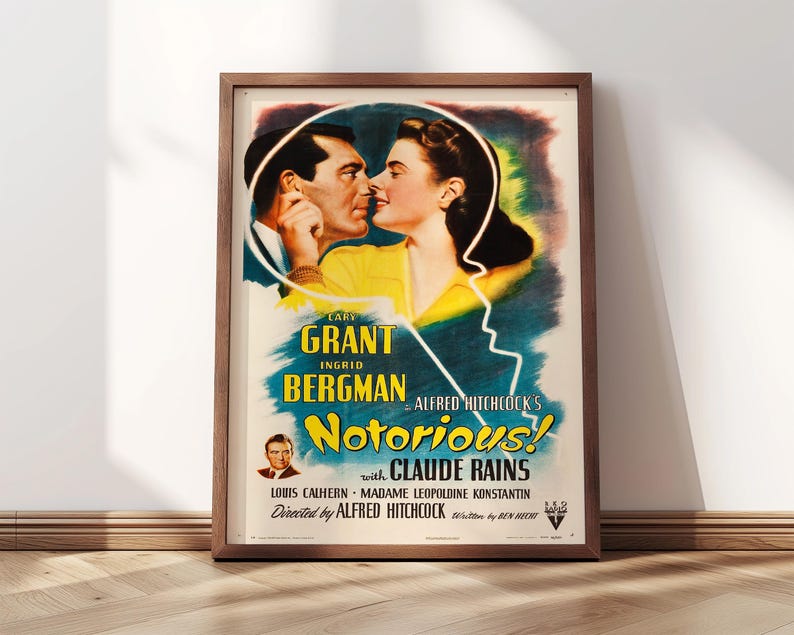 Notorious Film Poster, 1946 | Hitchcock Film Art, Vintage Movie Poster ...