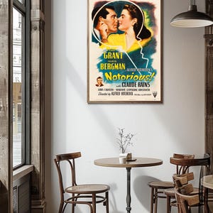 Notorious Film Poster | Framed Print | 1946 | Hitchcock Film Art, Vintage Movie Poster, Iconic ...