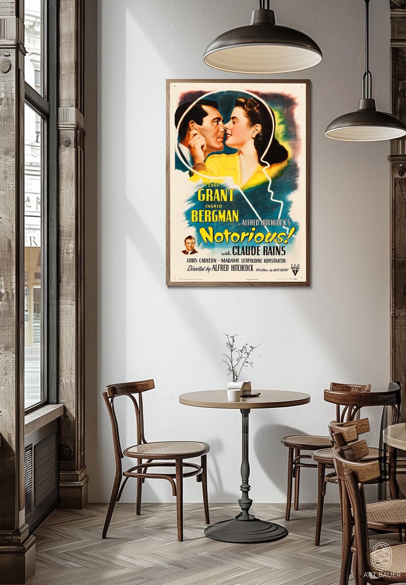 Notorious Film Poster | Framed Print | 1946 | Hitchcock Film Art ...
