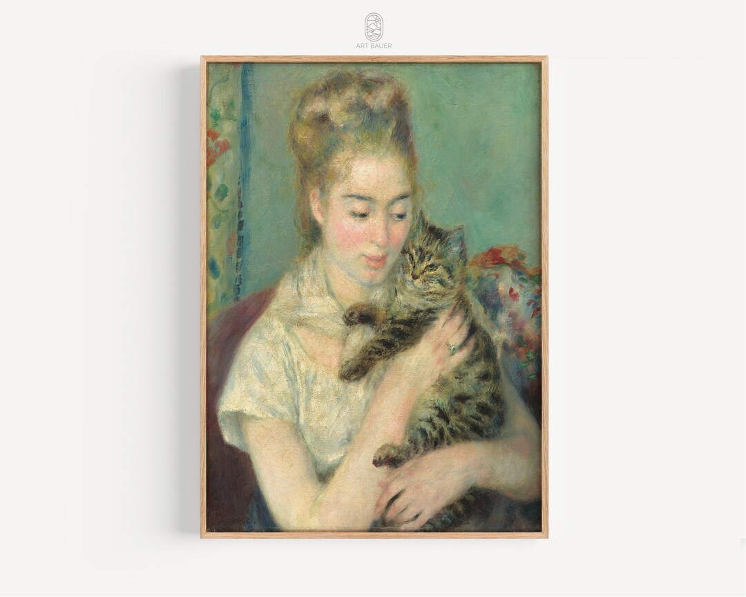 Woman With a Cat | Auguste Renoir, 1875 | Cat Art, Portrait Art, Cat ...