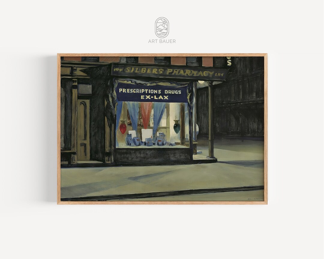 Edward Hopper, Drug Store (1927) | City Lights Print, Nightlife Art ...