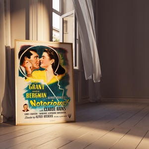 Notorious Film Poster | Framed Print | 1946 | Hitchcock Film Art ...