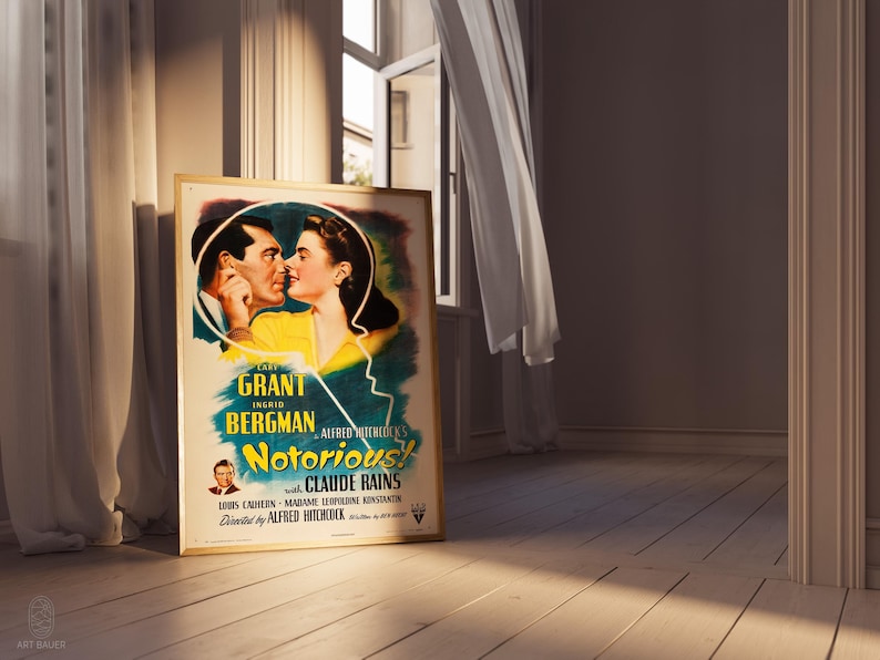 Notorious Film Poster | Framed Print | 1946 | Hitchcock Film Art ...