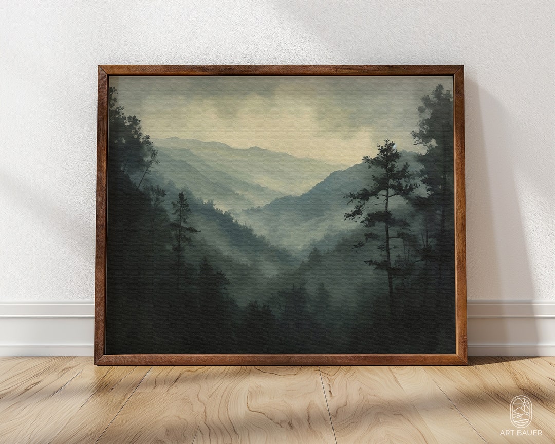Smoky Mountains | Framed Vintage Print, Mountain Landscape, Country ...