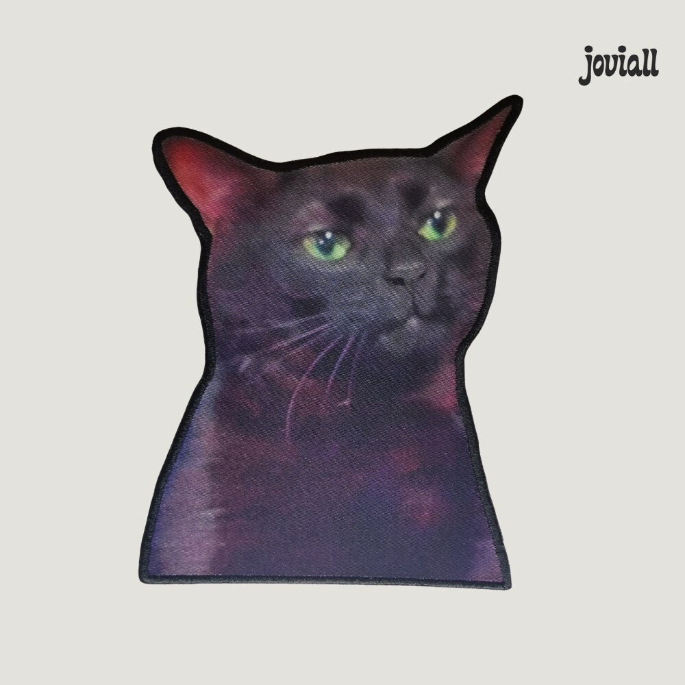 Black Cat Zoning Out Patch, Meme Cat Patch, Patch for Backpack/ Tote ...