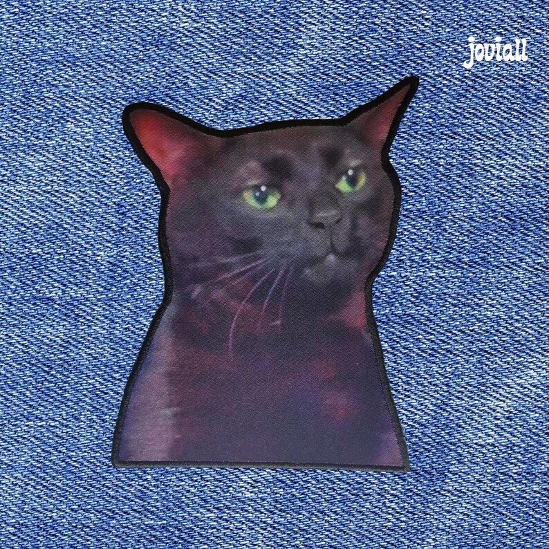 Black Cat Zoning Out Patch: Iron-on/sew-on Meme Patch - Etsy