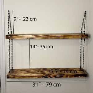 Rustic Burnt Handmade Floating Shelves Chain Brackets - Etsy