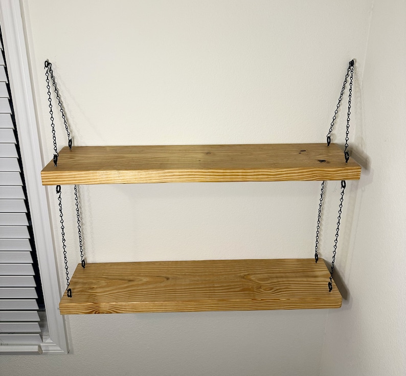 Rustic Wood Handmade Floating Shelves Chain Brackets - Etsy