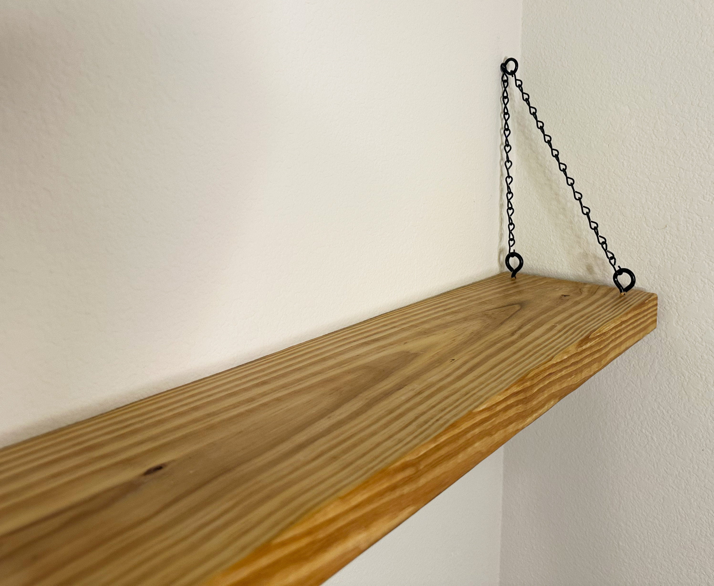 Rustic Wood Handmade Floating Shelves Chain Brackets - Etsy