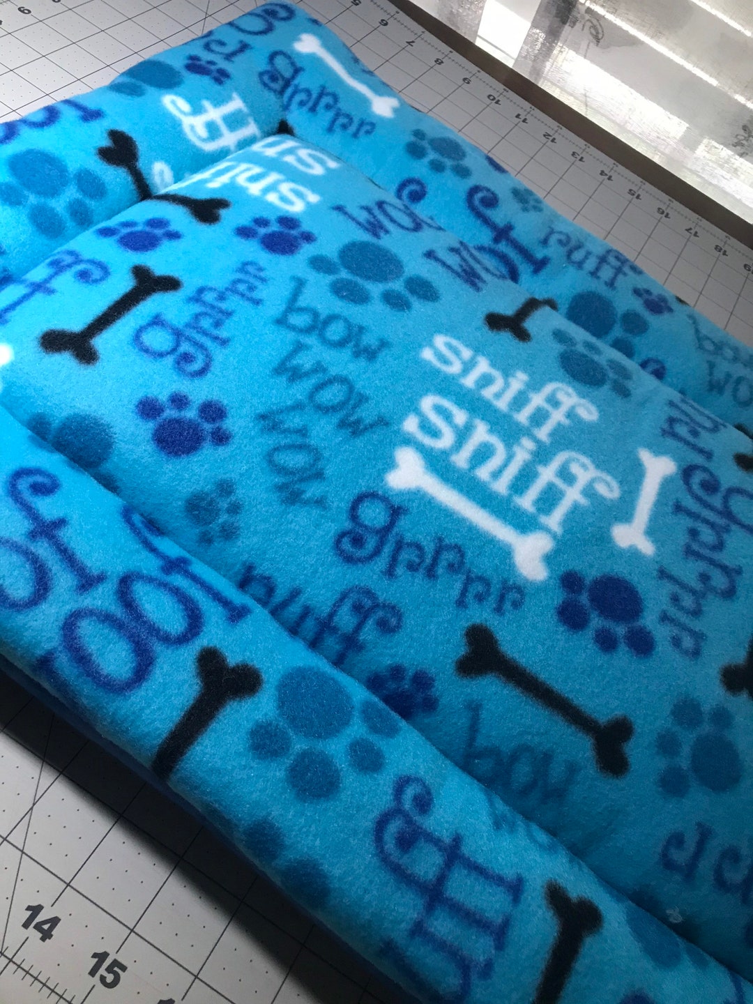 Crate Mat - Woof Grr Ruff on Light Blue - Etsy