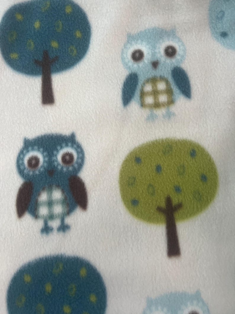 Owls & Trees on White Fleece - Etsy