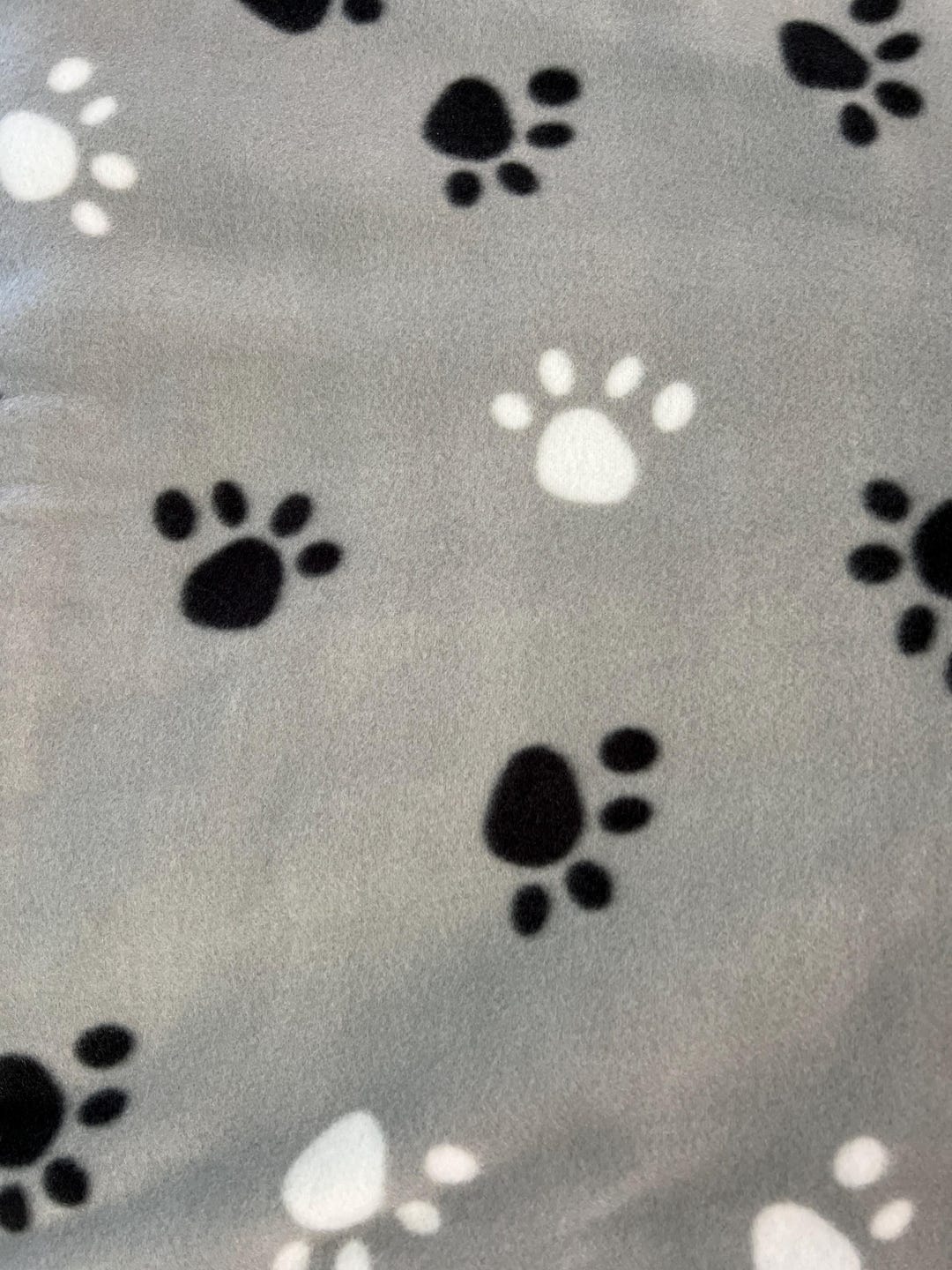 Black & White Paw Print on Gray Blizzard Fleece - Etsy