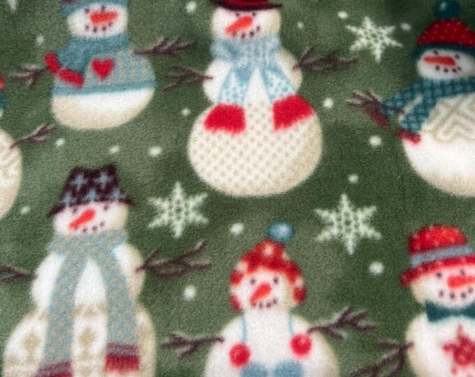 Snowmen on Green Anti-pill Plush Fleece - Etsy