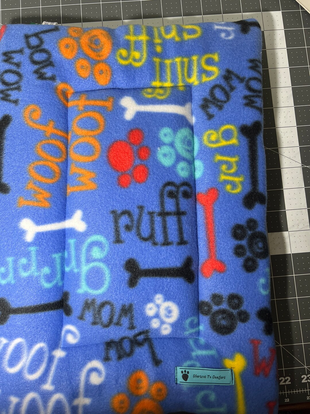 Crate Pad Grr Ruff Words on Blue Fleece - Etsy