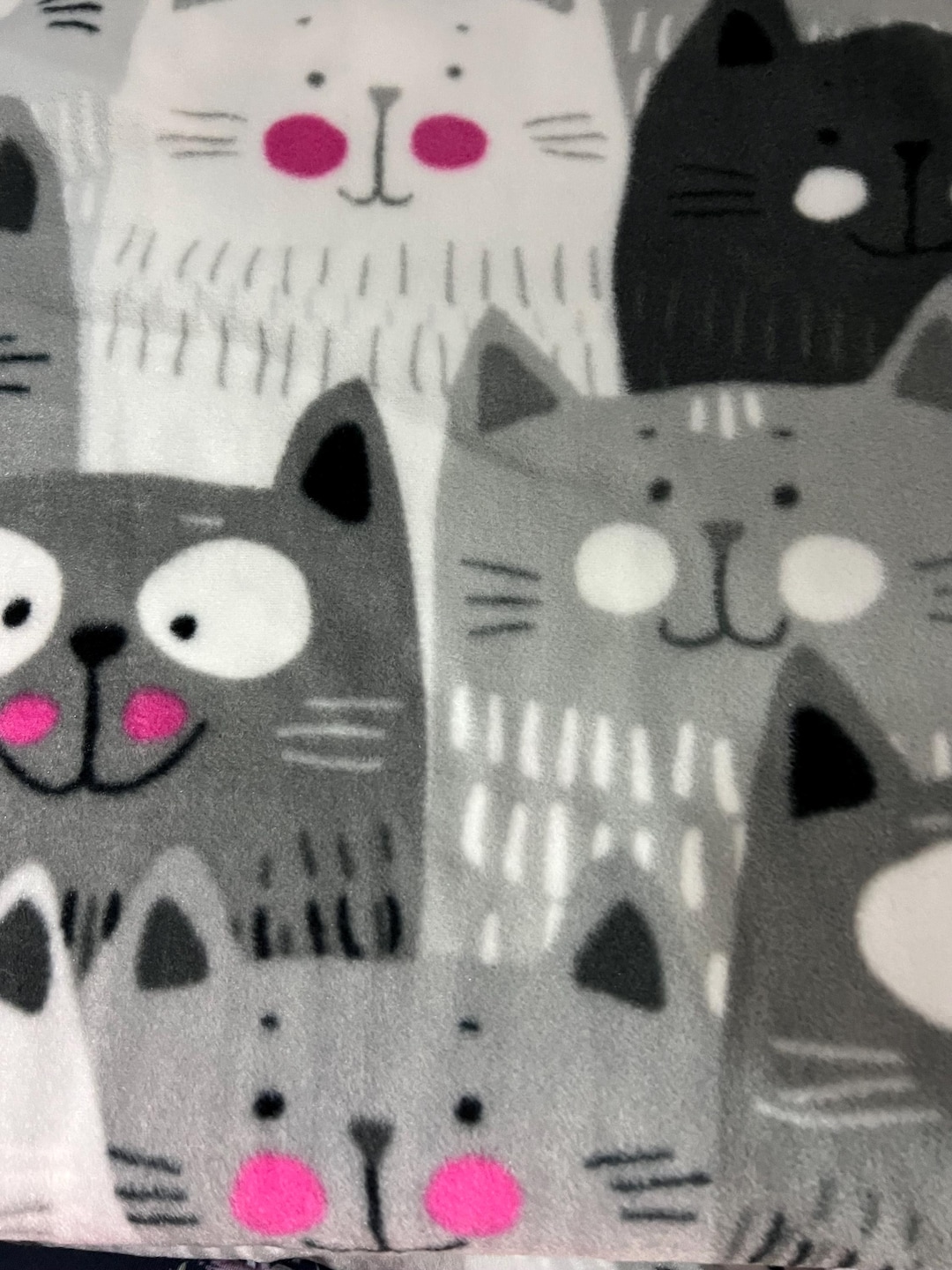 White and Gray Smiling Cats Blizzard Fleece - Etsy