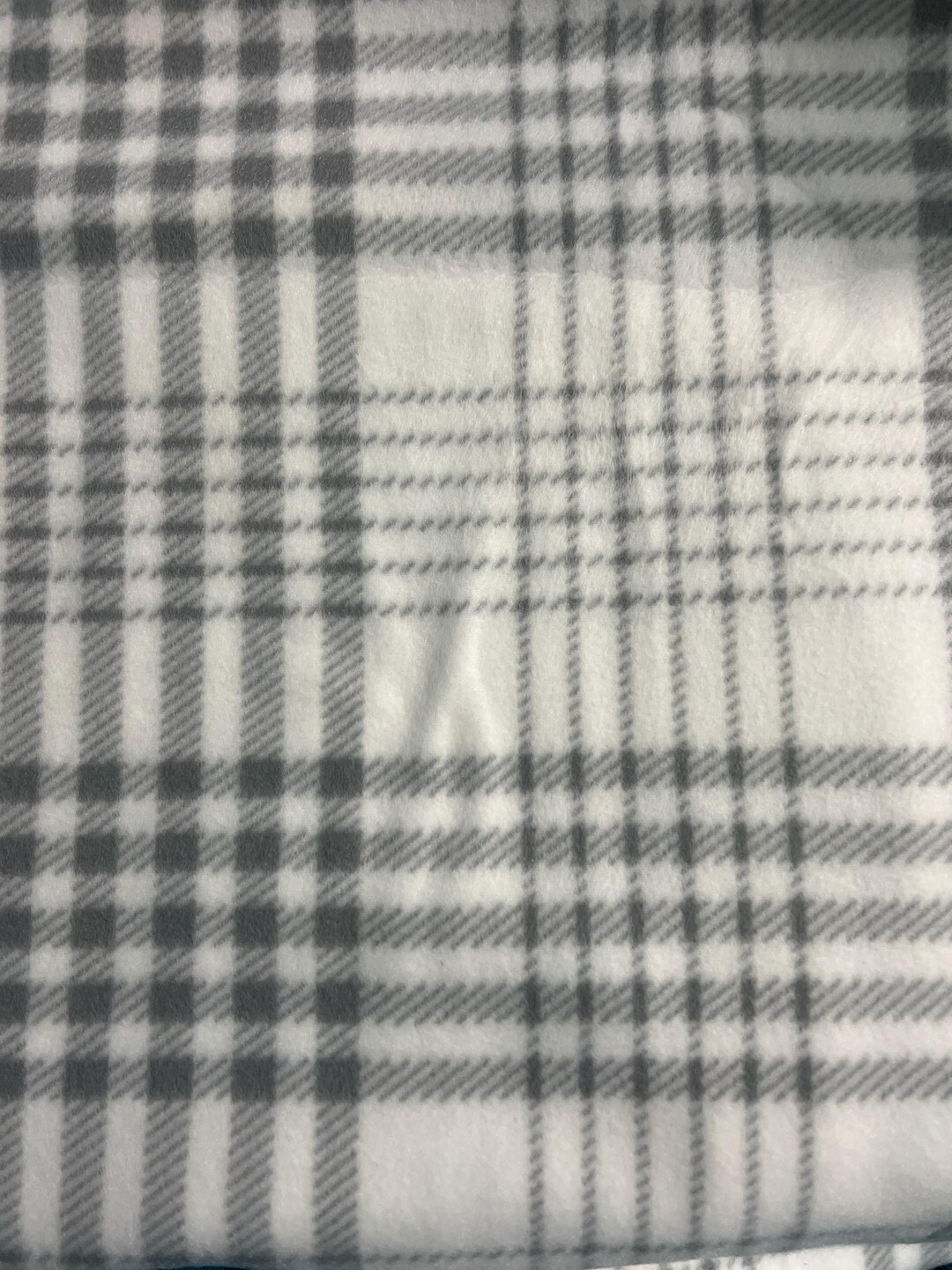 White & Gray Plaid Blizzard Fleece - Etsy