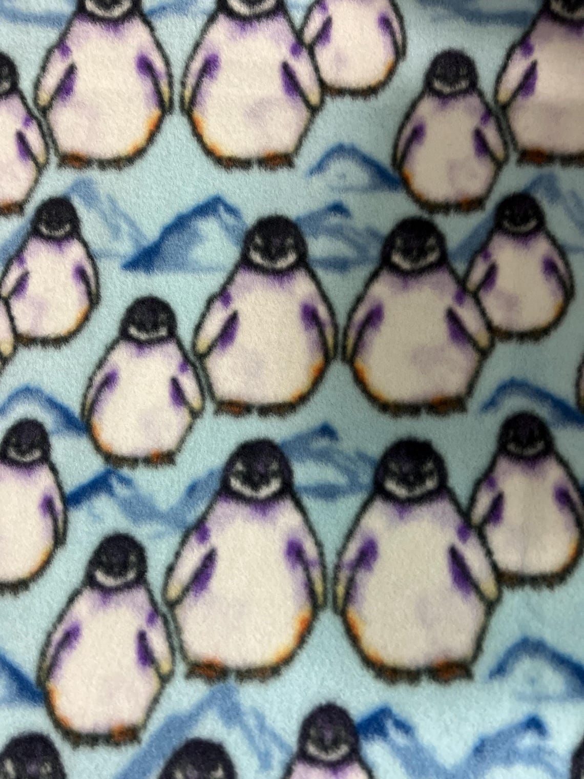 Penguins on Blue Blizzard Fleece Remnant 36”x22” - Etsy