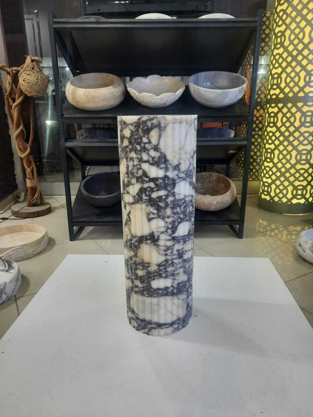Calacatta Viola Fluted Marble Side Table, End Table, Italian Marble 100 ...