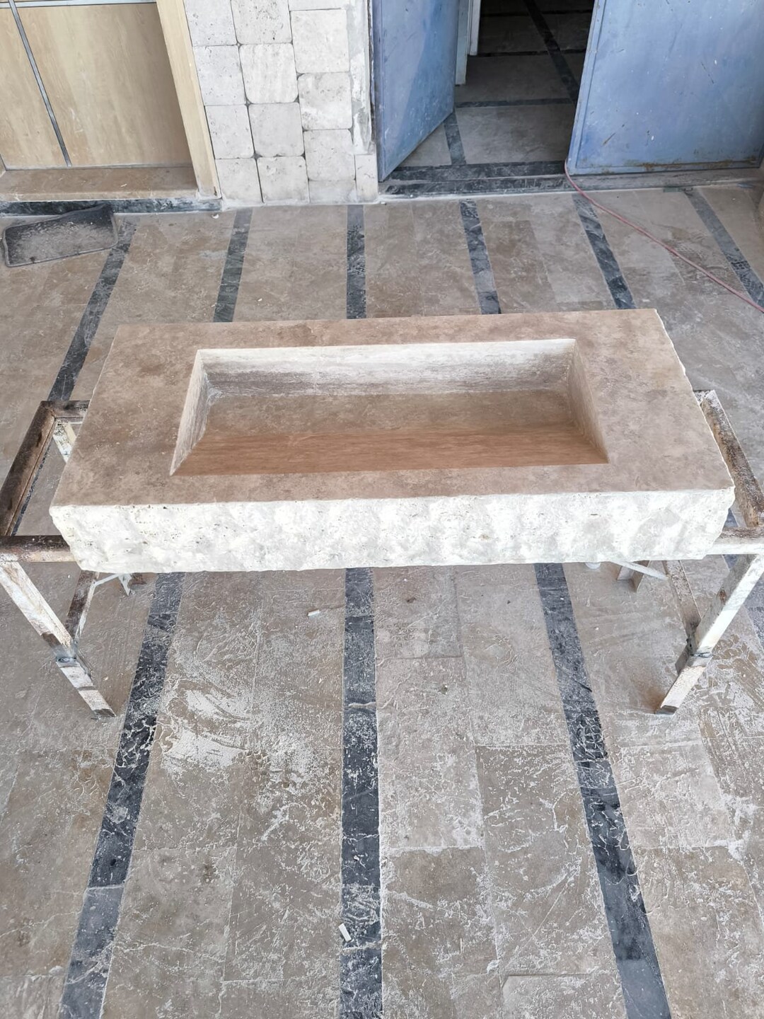 Travertine Marble Sink, Wall Mounted Marble Sink - Handmade Travertine ...