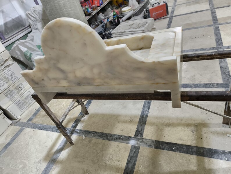 Calacatta Sugar Marble Sink Wall Mount Marble Sink With Backsplah ...