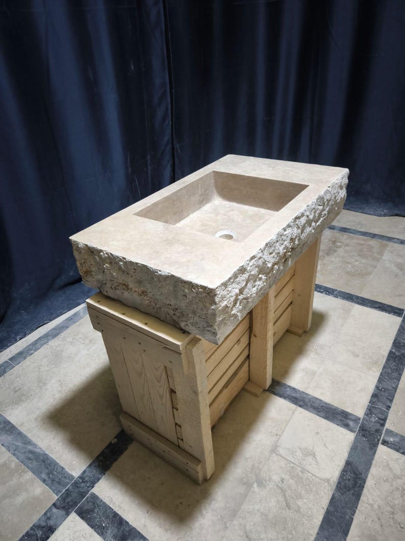 Travertine Marble Sink - Handmade Wall Mounted Bathroom Sink ...
