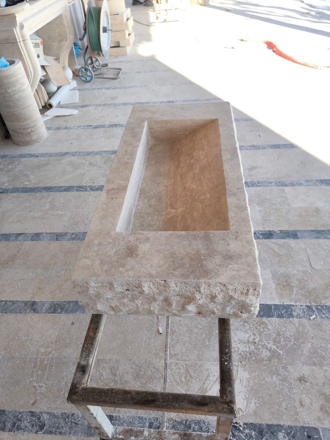 Travertine Marble Sink, Wall Mounted Marble Sink Handmade Travertine ...