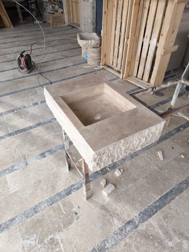 Travertine Marble Sink, Wall Mounted Marble Sink Handmade Travertine ...