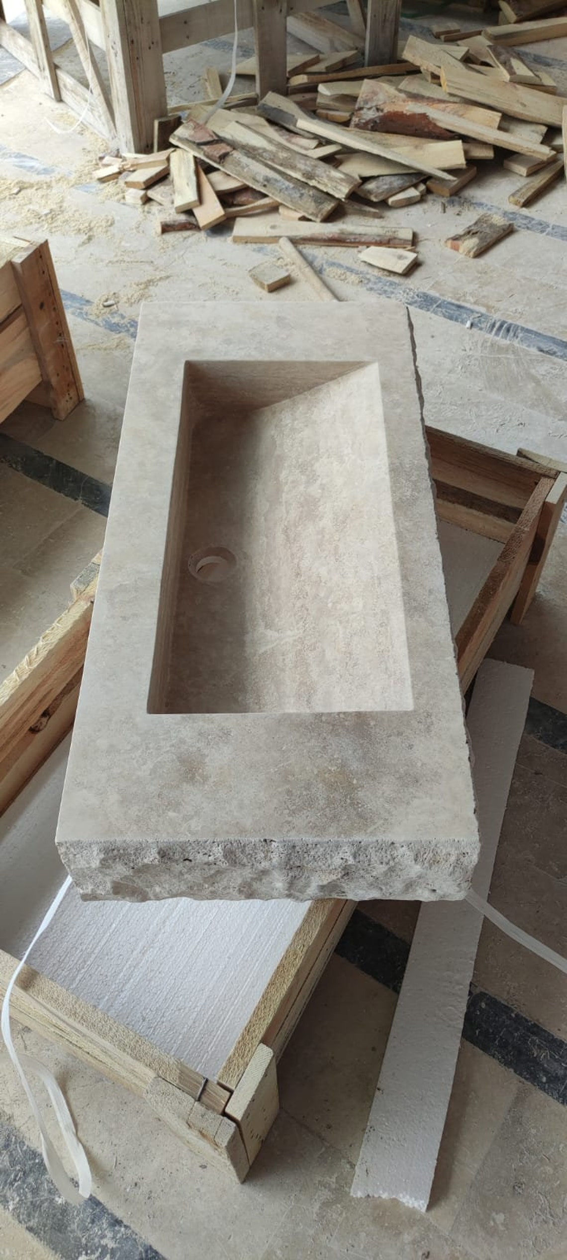 Travertine Marble Sink, Wall Mounted Marble Sink Handmade Travertine ...